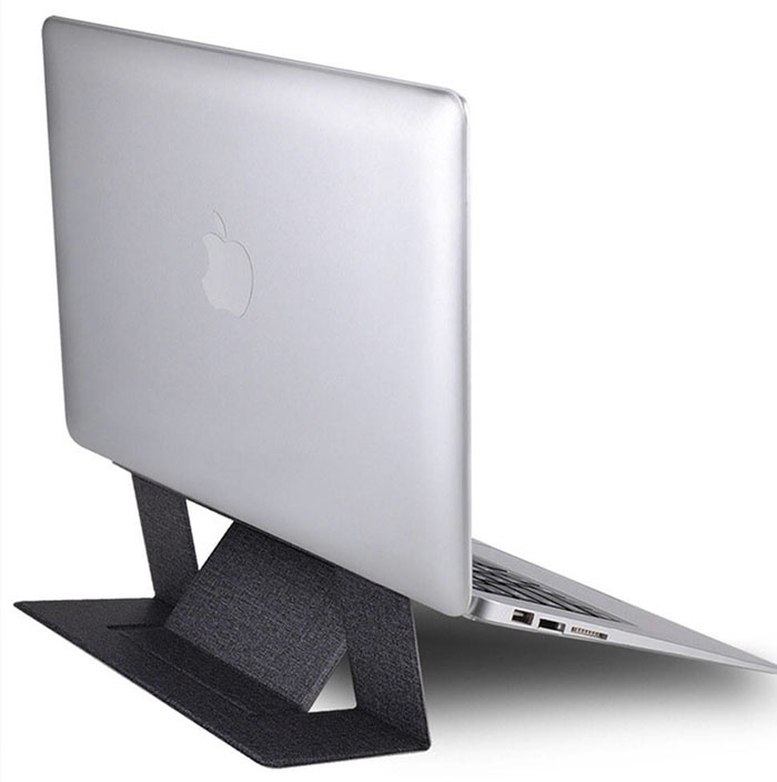 PU leather foldable portable adjustable adhesive laptop stands